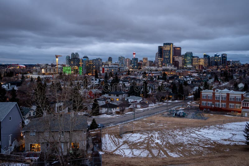 View of Calgary`s Skyline before a Snow Storm Editorial Image - Image ...
