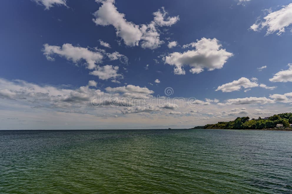 View of the Calm Sea, the Ocean Overlooking the Distant Peninsula Stock ...