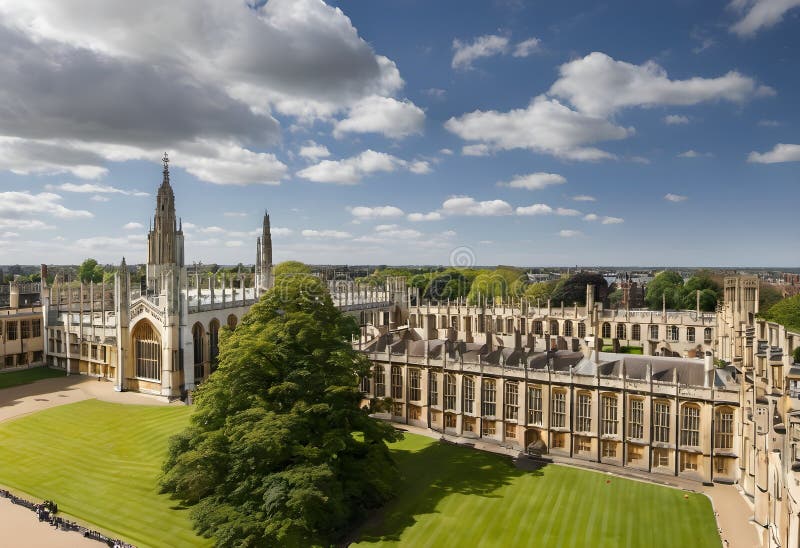 A View of Cambridge University Stock Illustration - Illustration of ...