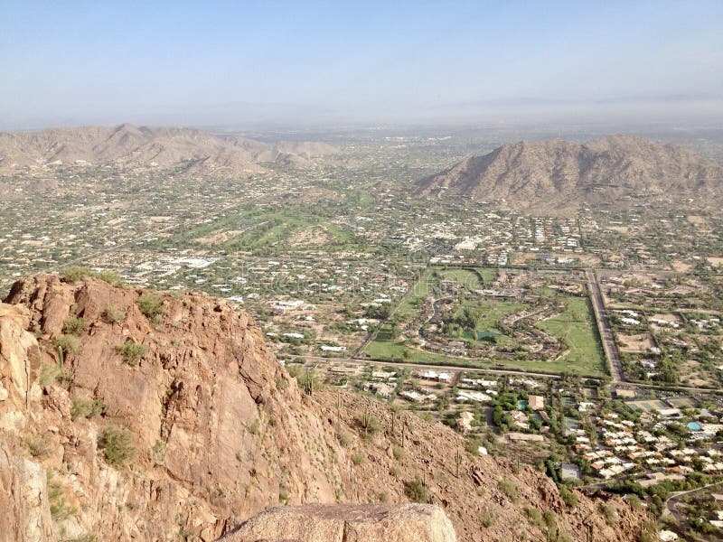 View from Camelback Mountain in Phoenix, Hiking Cholla Trail Stock ...