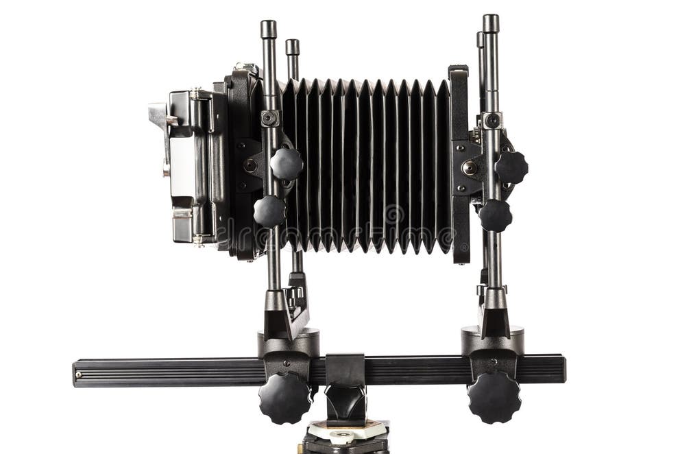 View Camera with Bellows Extended Isolated on White with Copy Space ...