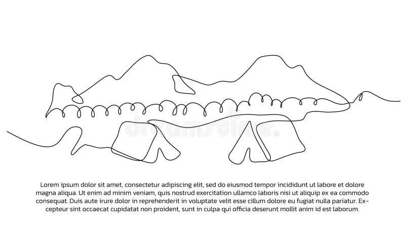 View of a Camping Atmosphere in the Mountains One Continuous Line ...