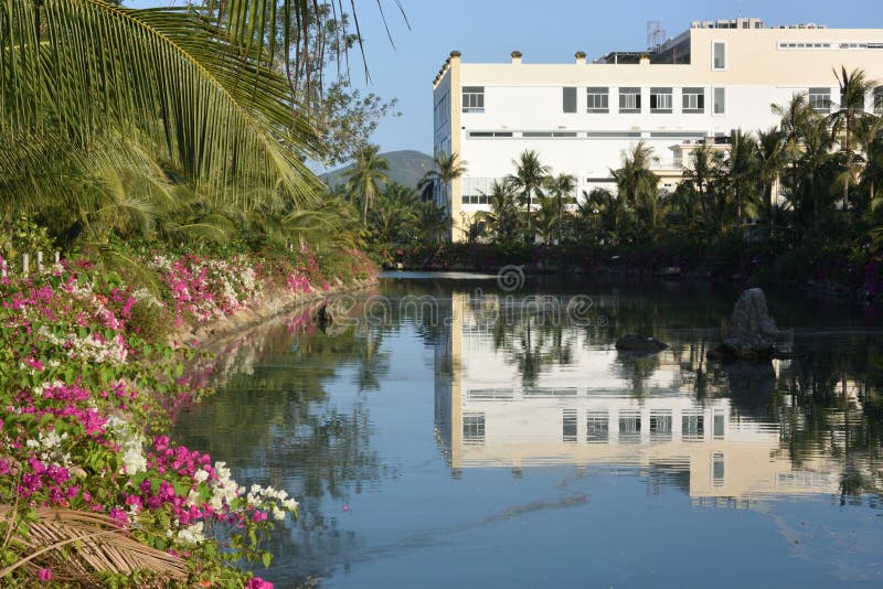 View of the Canal Against the Background of the Mountains Stock Photo ...