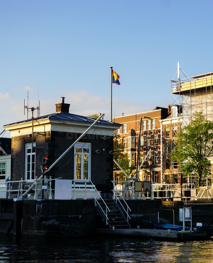 View of a Canal Building in the City Stock Image - Image of port, small ...