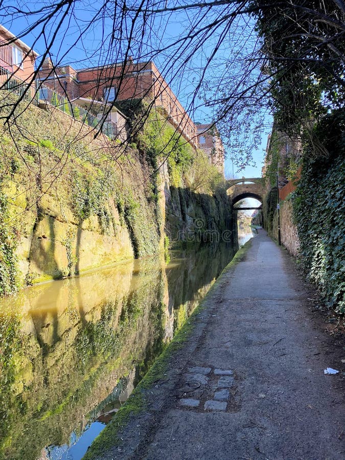 Chester Canal. Chester. England Stock Image - Image of green, alley ...
