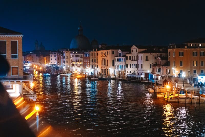 A View of the Canal at Night. Venice, Italy Stock Image - Image of ...