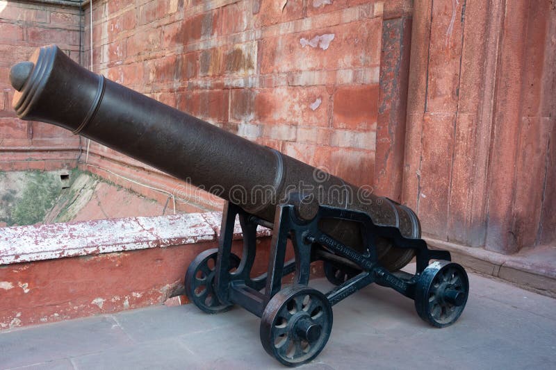 View of a Cannon Put on Display at the Entrance of the Red Fort Gate ...