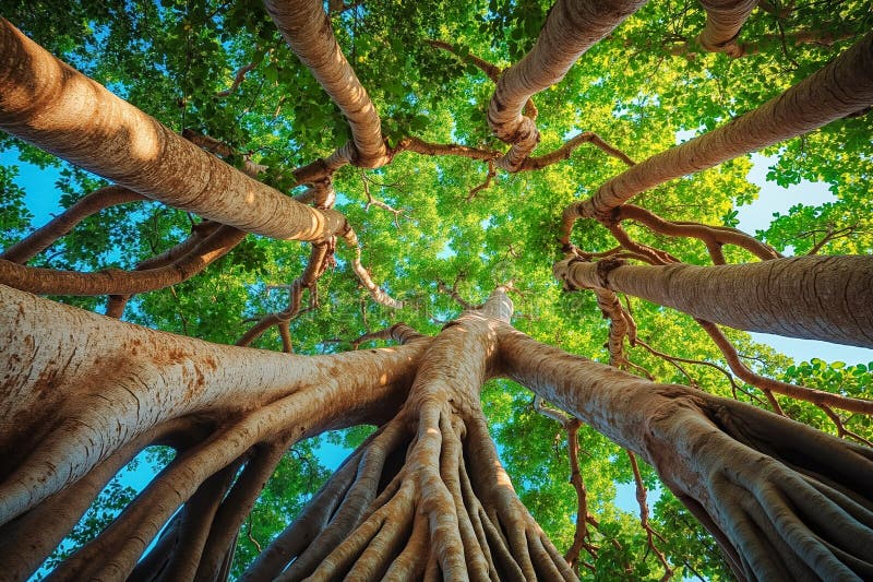 A View of the Canopy of a Large Tree from Below Stock Photo - Image of ...