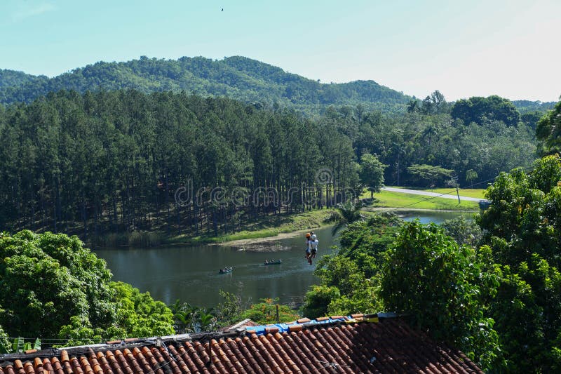 View at the Canopy Tour on Lake of Las Terrazas, Cuba Stock Photo ...