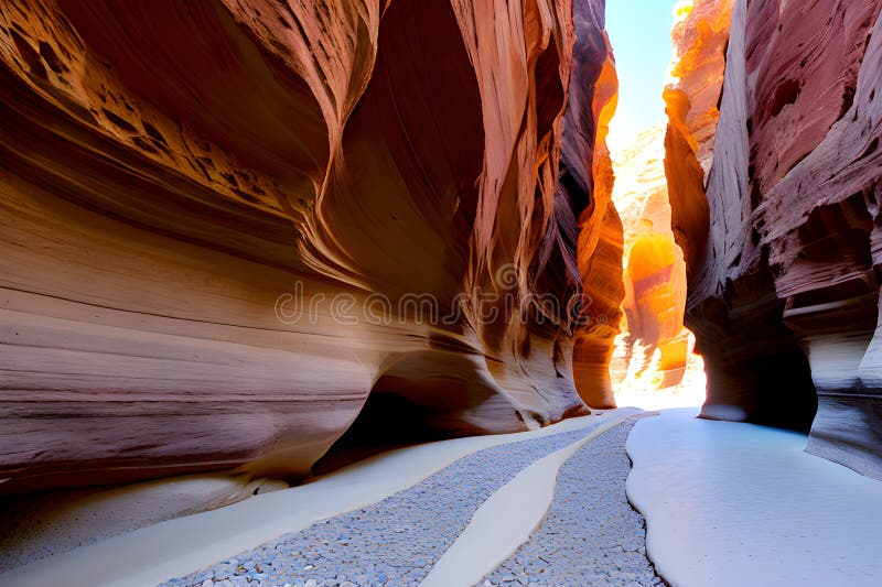 A View through a Canyon Showing a Pathway Generated by Ai Stock ...