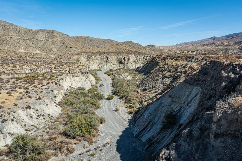 View of Canyons in the Tabernas Desert of Spain Stock Image - Image of ...