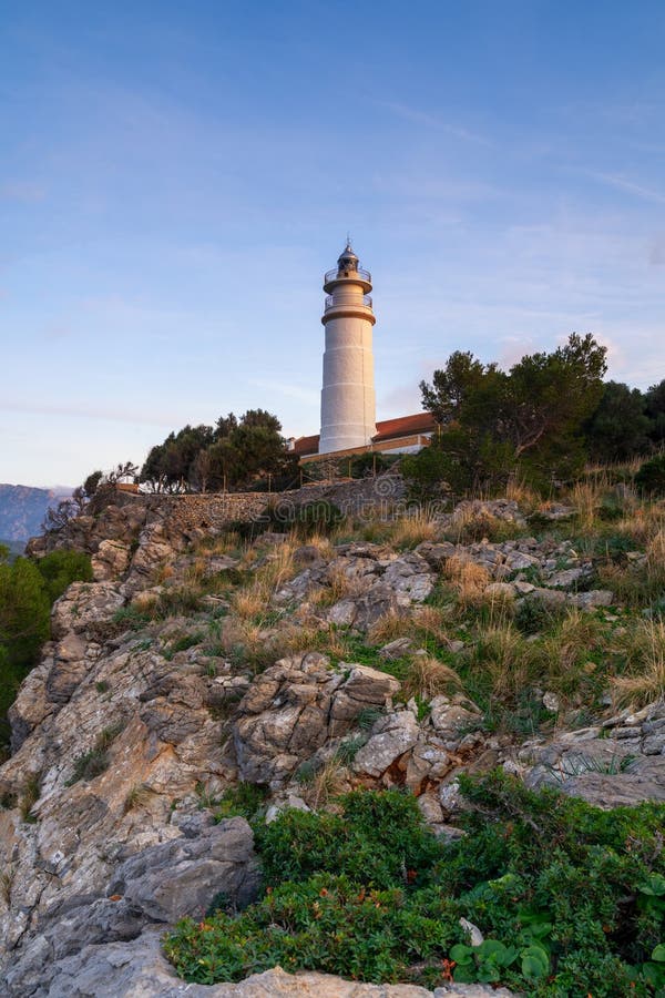 View of the Cap Gros Lighthouse in Northern Mallorca at Sunset Stock ...