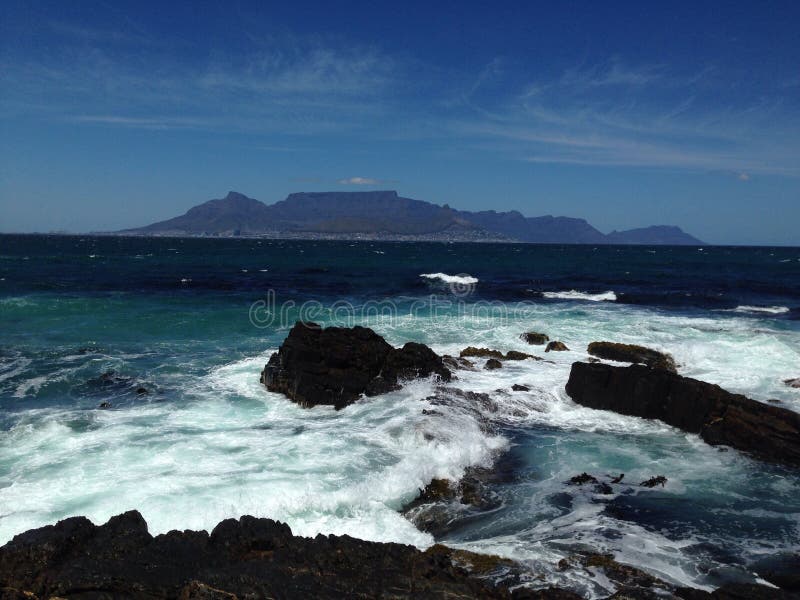 View of Cape Town from Robben Island Stock Image - Image of town ...