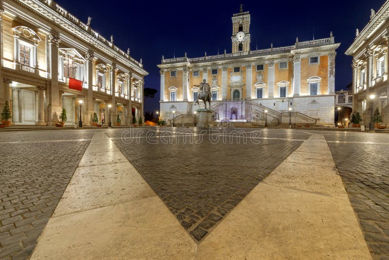 Rome. Capitol Square. stock photo. Image of illumination - 141586196