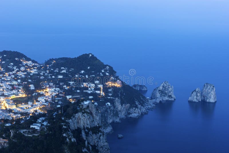 View on Capri in Italy stock image. Image of island, evening - 57082317