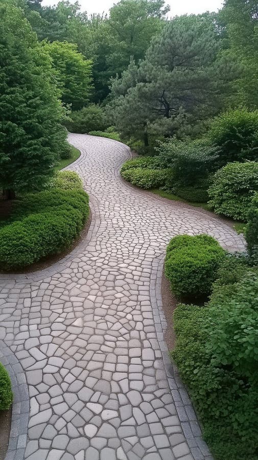 The View Captures a Beautifully Arranged Stone Path with Irregular ...