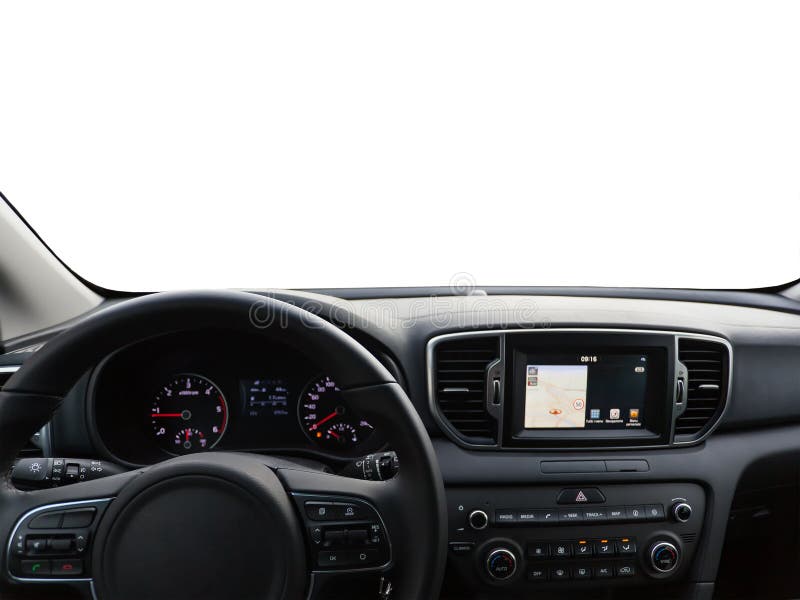 View of a car dashboard stock image. Image of route - 105825989