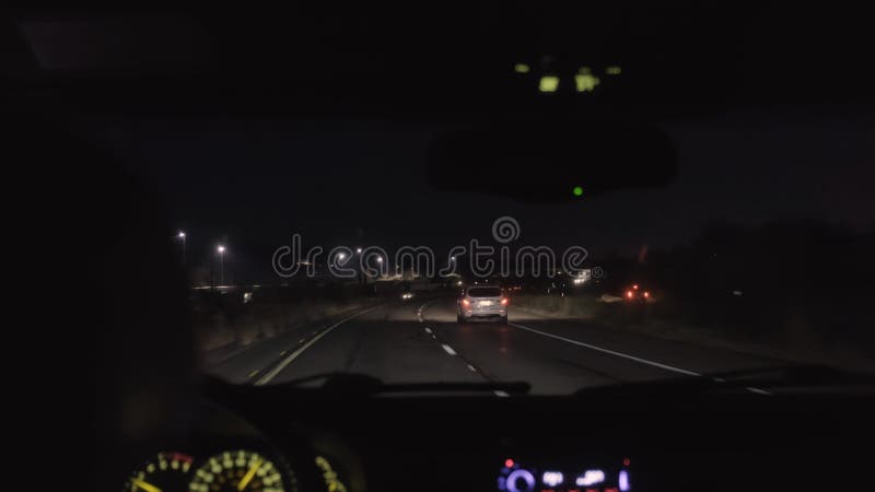 View from Car Drive on a Highway at Night Stock Video - Video of ...