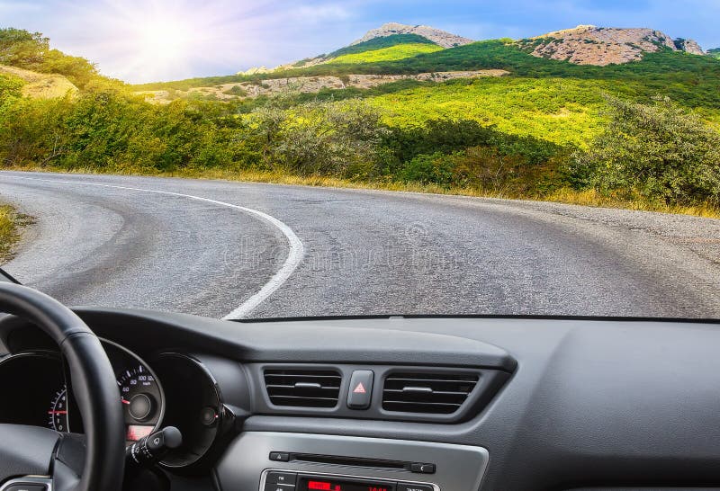 View from a Car Driving Along a Suburban Highway Stock Photo - Image of ...