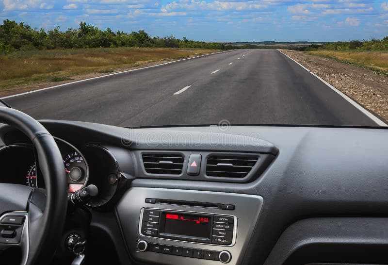 View from a Car Driving Along a Suburban Highway Stock Image - Image of ...