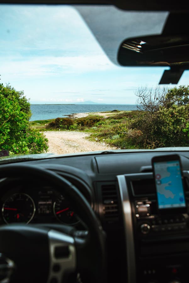 View from Car Front Windshield at Sea Beach Stock Photo - Image of ...