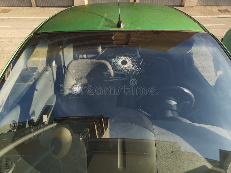 View of a Car S Windshield Damaged by Hail Stock Image - Image of wheel ...