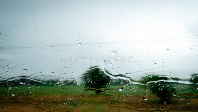 View through the Car Window in the Rain. Rainy Weather through the Car ...