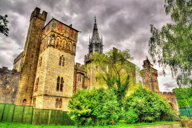 View of Cardiff Castle - Wales Stock Image - Image of military ...