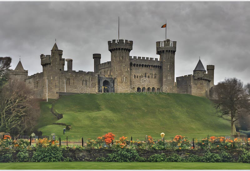 A View of Cardiff Castle in Wales Stock Illustration - Illustration of ...
