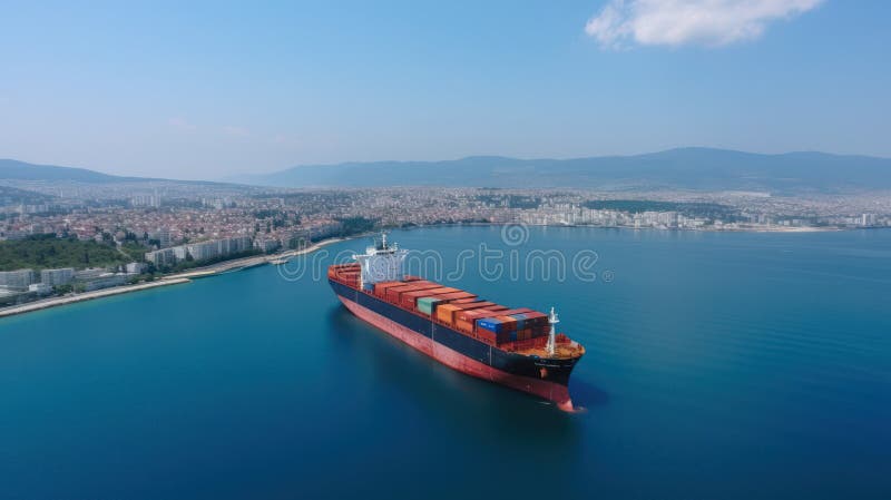 View of a Cargo Ship Carrying a Container for Importing Export Goods To ...