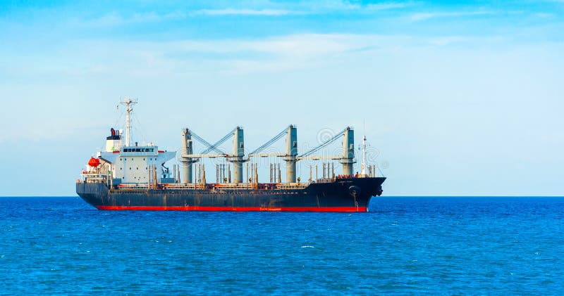 View of the Cargo Ship in the Port of Cebu, Philippines. Copy Space for ...