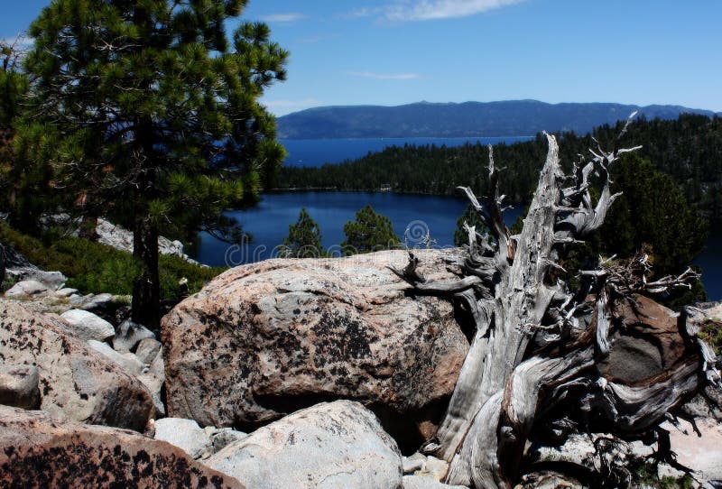 A View of Cascade Lake with Lake Tahoe in the Background Stock Image ...