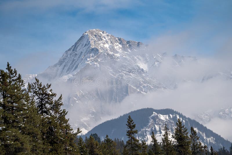 View of Cascade Mountain in Banff National Park on a Winter Day Stock ...