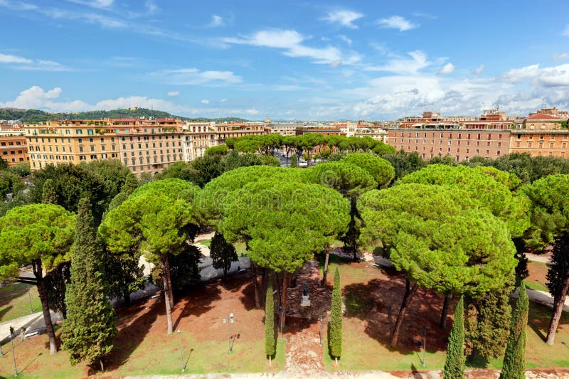 View from Castel Sant Angelo on Parco Adriano. Rome, Italy. Stock Photo ...