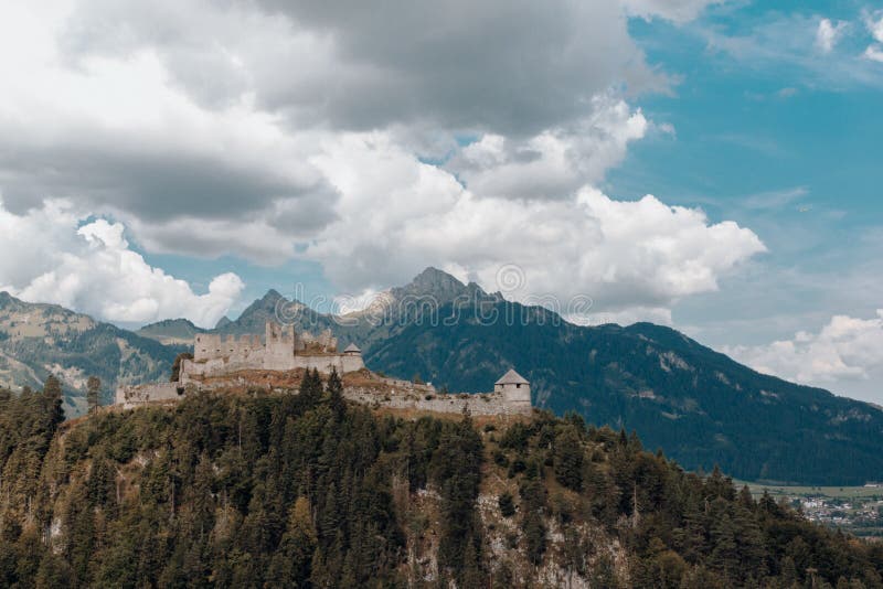 View of a Castle from Highline179 Bridge. Austria Stock Photo - Image ...