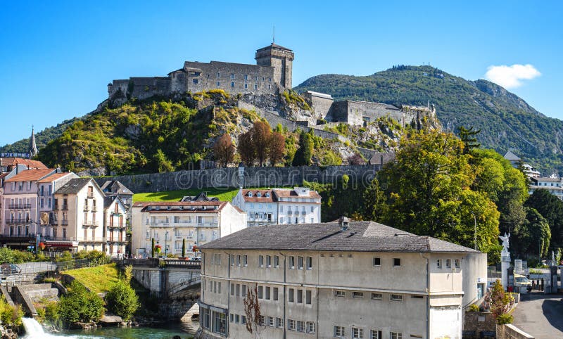Castle of Lourdes in the Pyrenees Stock Image - Image of medieval ...