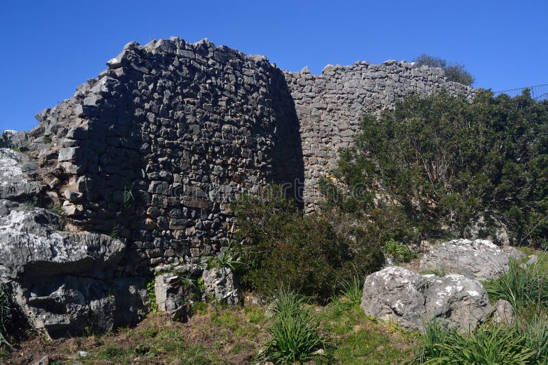 View of Castle Medusa Ruins Stock Photo - Image of mountains, trekking ...