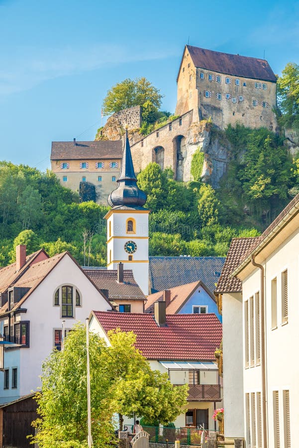 View at the Castle in Small Town Pottenstein - Germany Stock Photo ...