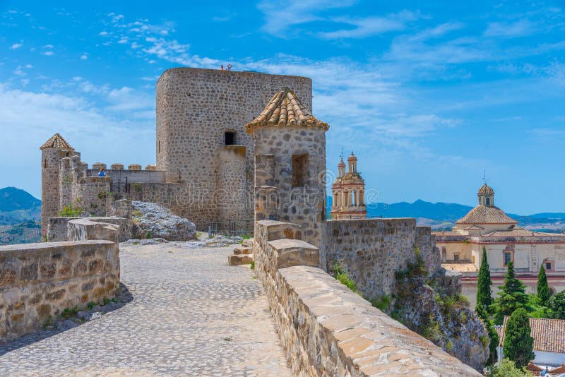 View of Castle in Spanish Town Olvera. Stock Image - Image of blue ...