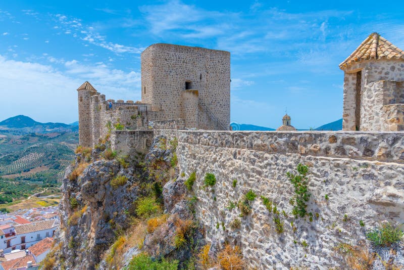 View of Castle in Spanish Town Olvera. Stock Image - Image of turret ...