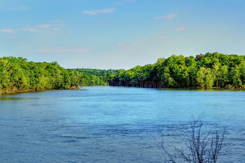 A View Looking Down the Catawba River with Forest on Each Side. Stock ...