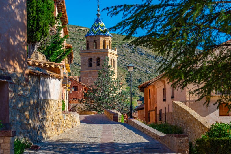 View of the Cathedral of Albarracin in Spain Stock Image - Image of ...