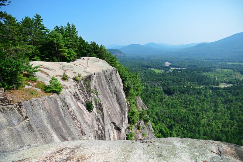 View of Cathedral Ledge at Echo Lake State Park Stock Photo - Image of ...