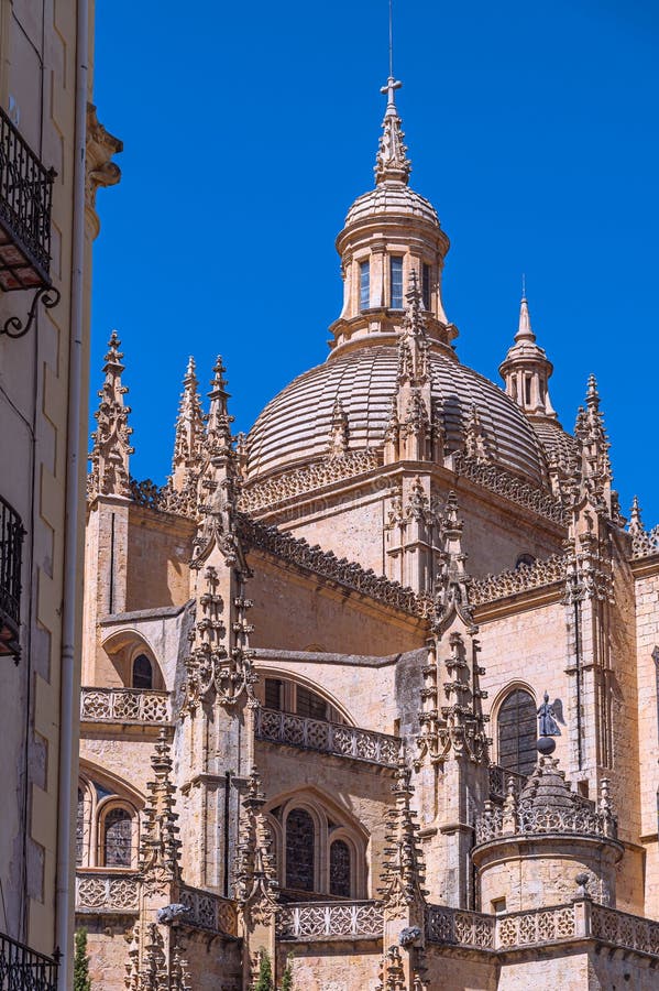 View of the Gothic Cathedral of Segovia, Spain Stock Photo - Image of ...