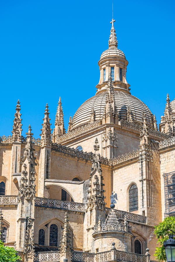 View of the Gothic Cathedral of Segovia, Spain Stock Image - Image of ...