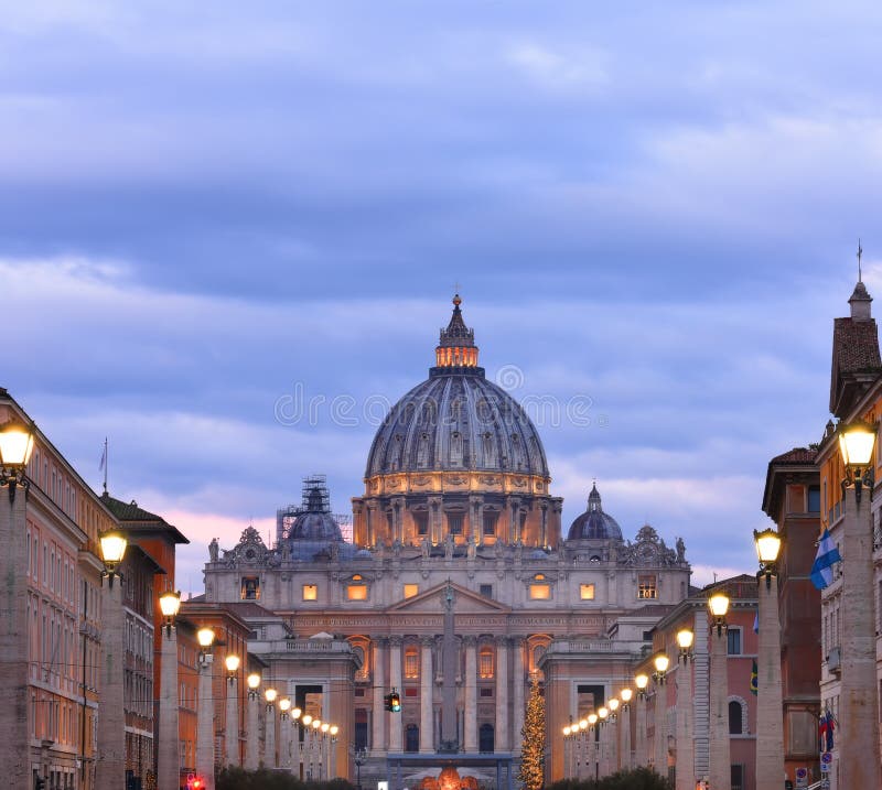 View of the Cathedral of St. Peter Backlit in the Early Morning. Walk ...