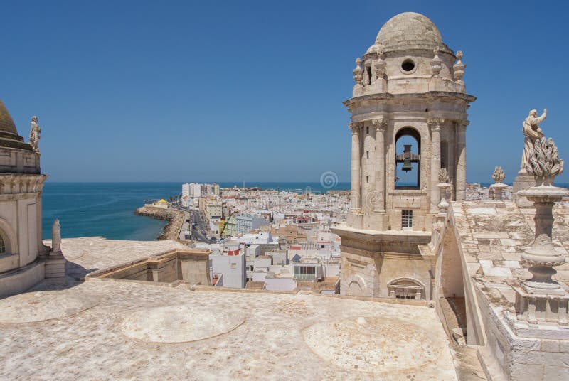 View from the Cathedral Tower, Cadiz, Spain Stock Photo - Image of ...
