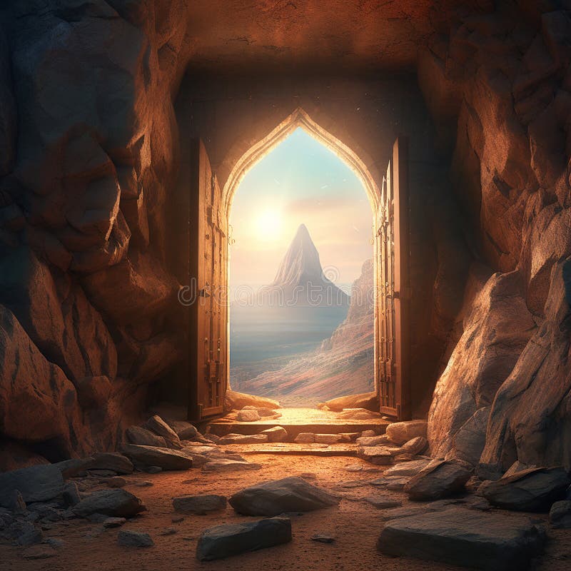 A View from within a Cave Like Tomb. Stock Illustration - Illustration ...