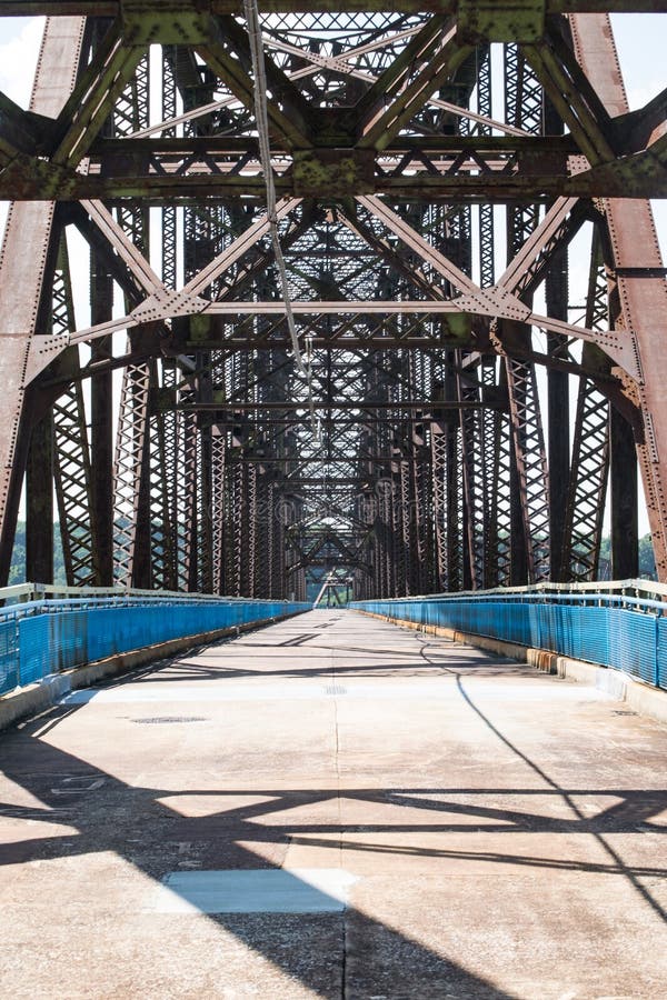 View from the Center of the Historic Chain of Rocks Bridge Stock Photo ...