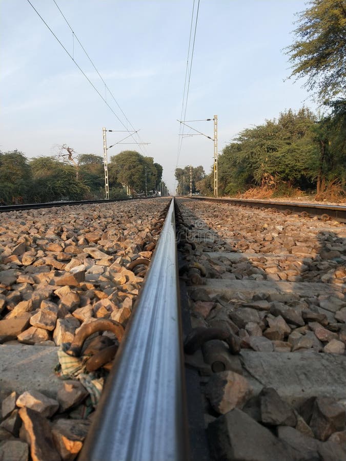 The View of Center Train Track Stock Image - Image of train, center ...